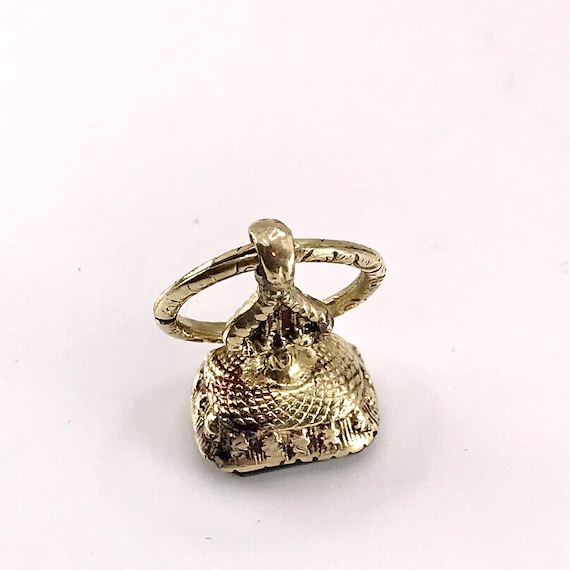 Serpent depicted Masonic fob seal charm pendant - Gem