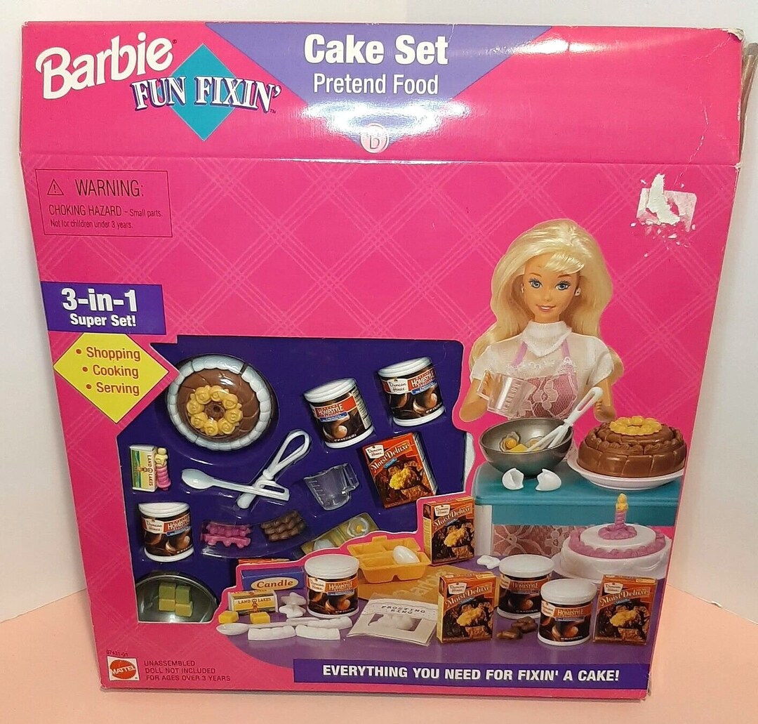 Barbie Fun Fixin' Cake Set 67431 NEW Duncan Hines Land O Lakes 1996 ...