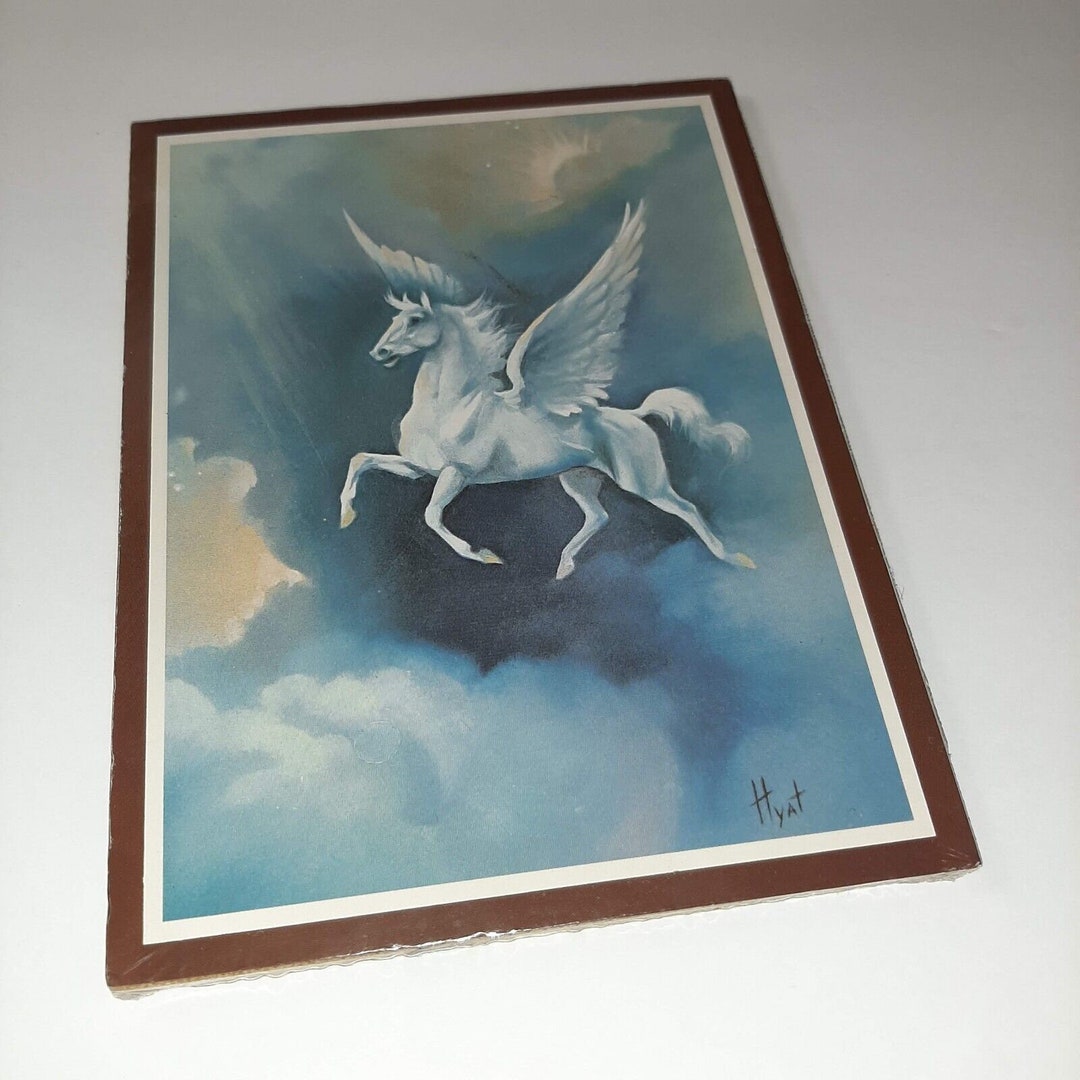 Vtg 70s Pegasus in Flight Wood Wall Decor Heart Warmer Gift Plaque NEW ...