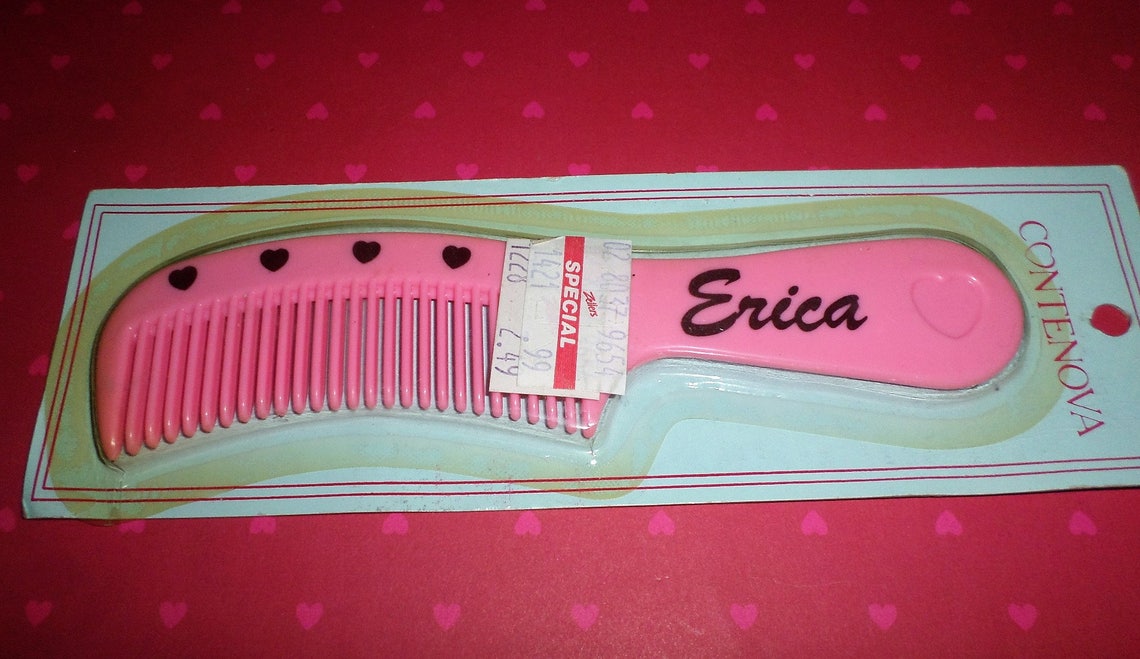 Vintage 80's Fashion Heart Comb ERICA Personalized New Old - Etsy