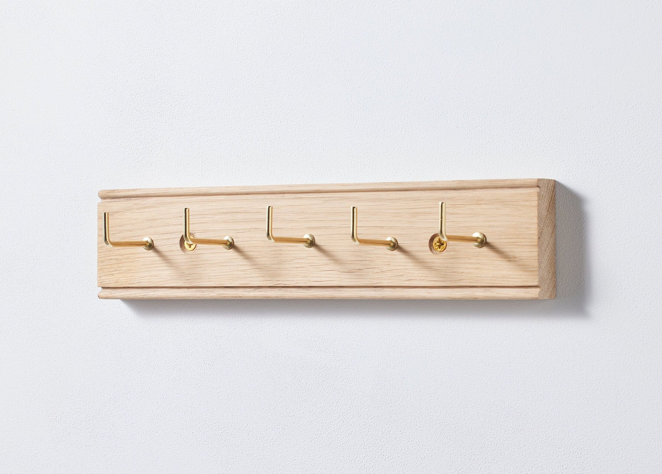 Oak Key Holder for Wall With Brass Hooks - Etsy