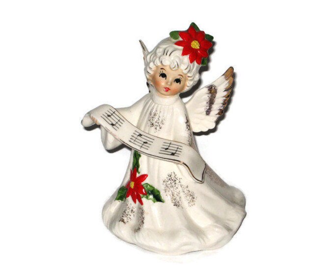 Vintage Christmas Lefton Angel Music Box Porcelain Musical Figurine ...