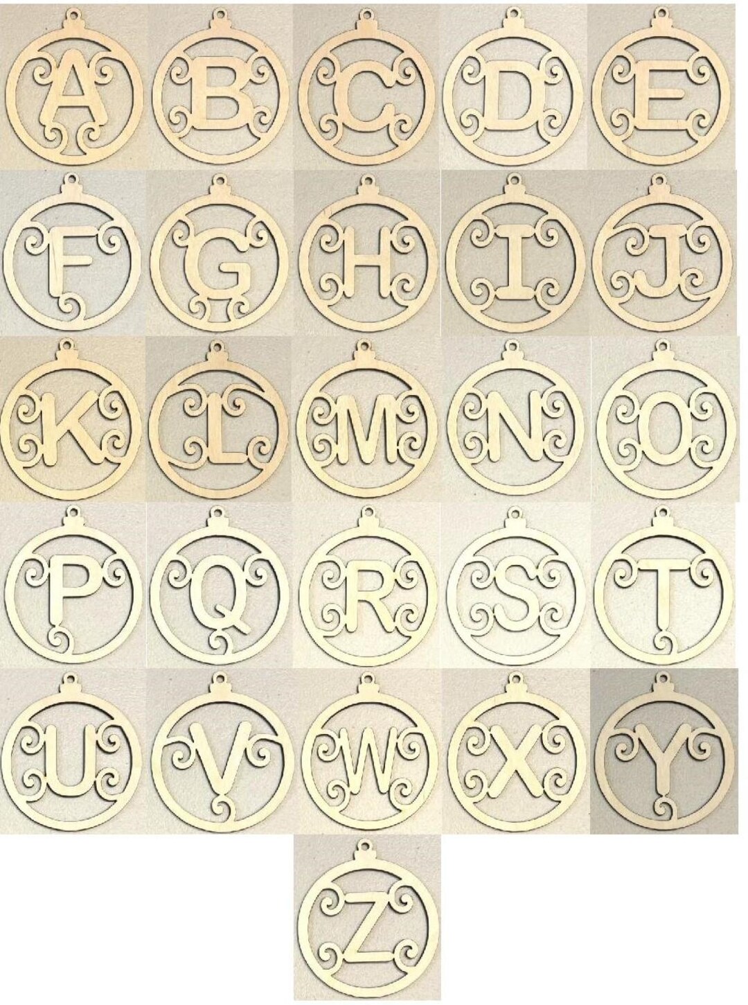 Ready to Paint Wood Initial Ornaments Choose Letter - Etsy