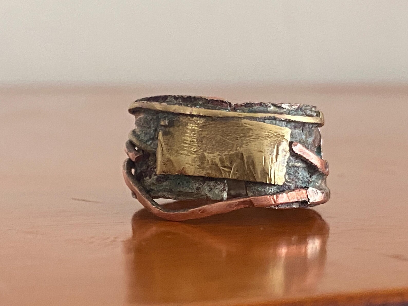 Reticulated Contemporary Arty Thick Pure Copper Sterling Silver Brass ...