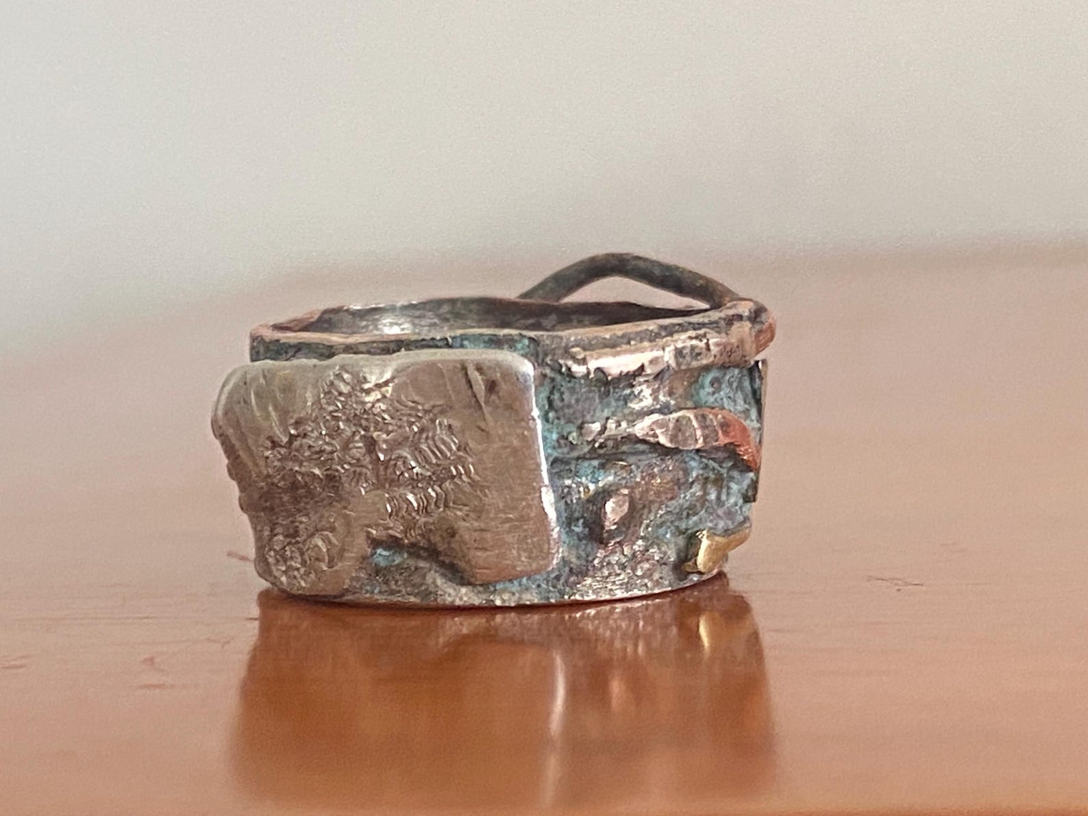 Reticulated Contemporary Arty Thick Pure Copper Sterling Silver Brass ...