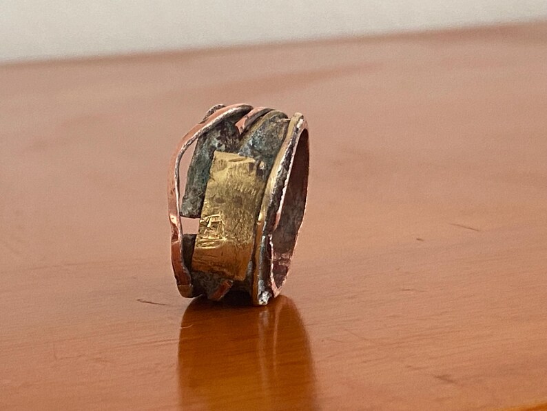 Reticulated Contemporary Arty Thick Pure Copper Sterling Silver Brass ...