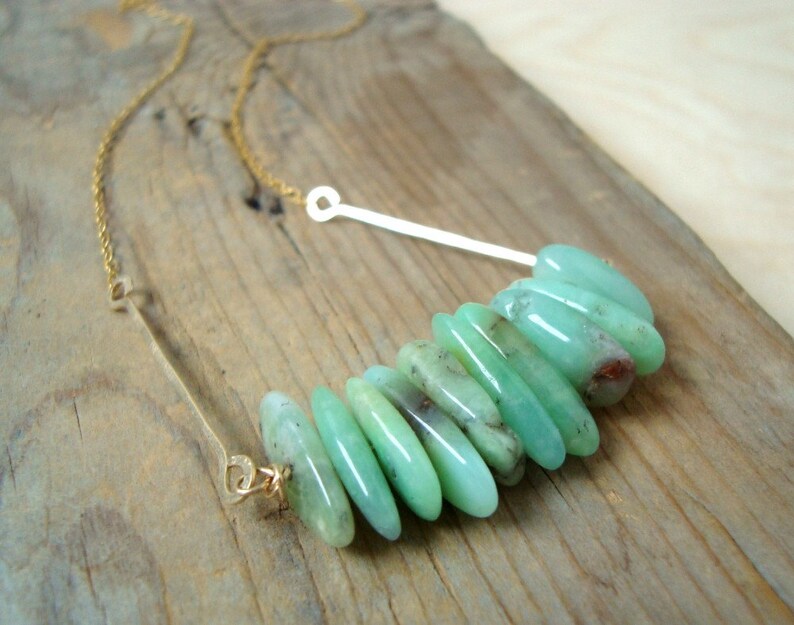 Modern Gold and Chrysoprase Necklace Statement Jewelry Beachy | Etsy