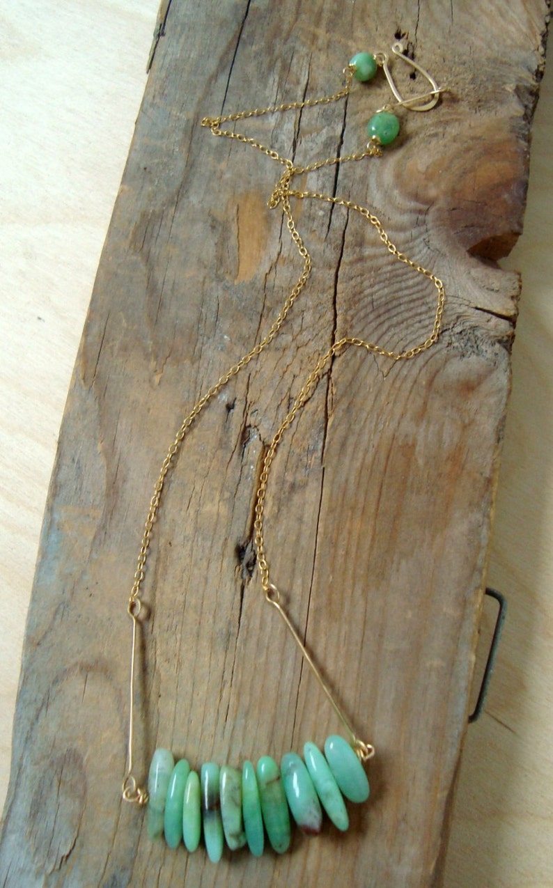 Modern Gold and Chrysoprase Necklace Statement Jewelry Beachy | Etsy