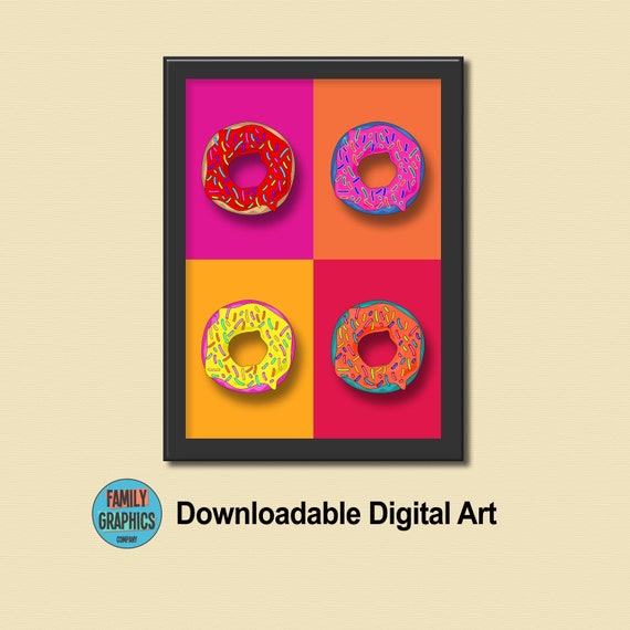 Preppy Wall Art Hot Pink Donut Wall Art Downloadable Poster - Etsy