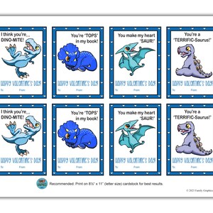 Dinosaur Valentine Cards for Classroom Valentine Exchange, Printable ...