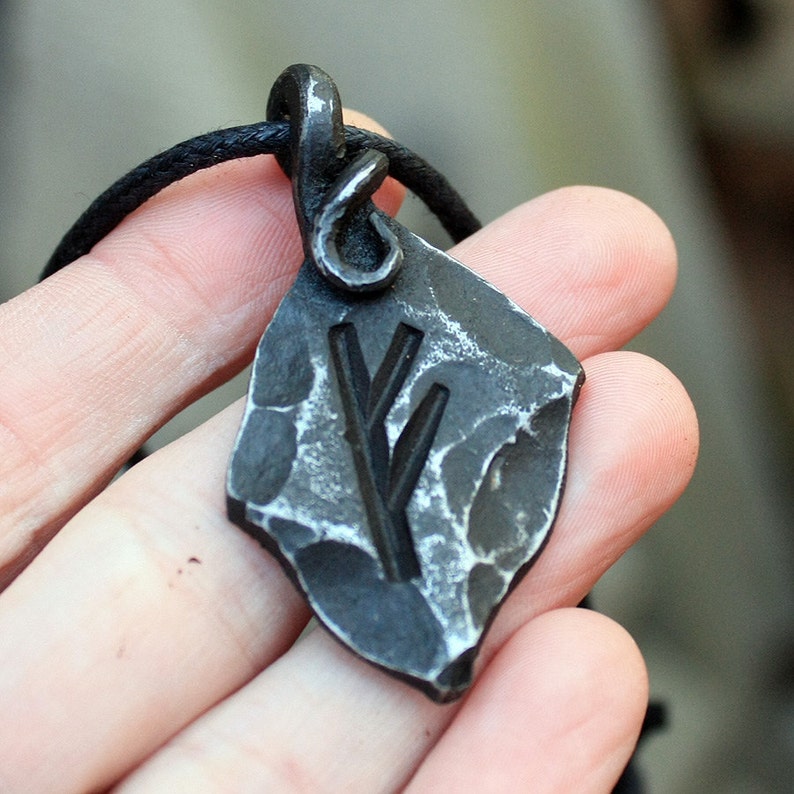 Forged Iron Fehu Feoh Fe Rune Viking Amulet Runic Nordic - Etsy