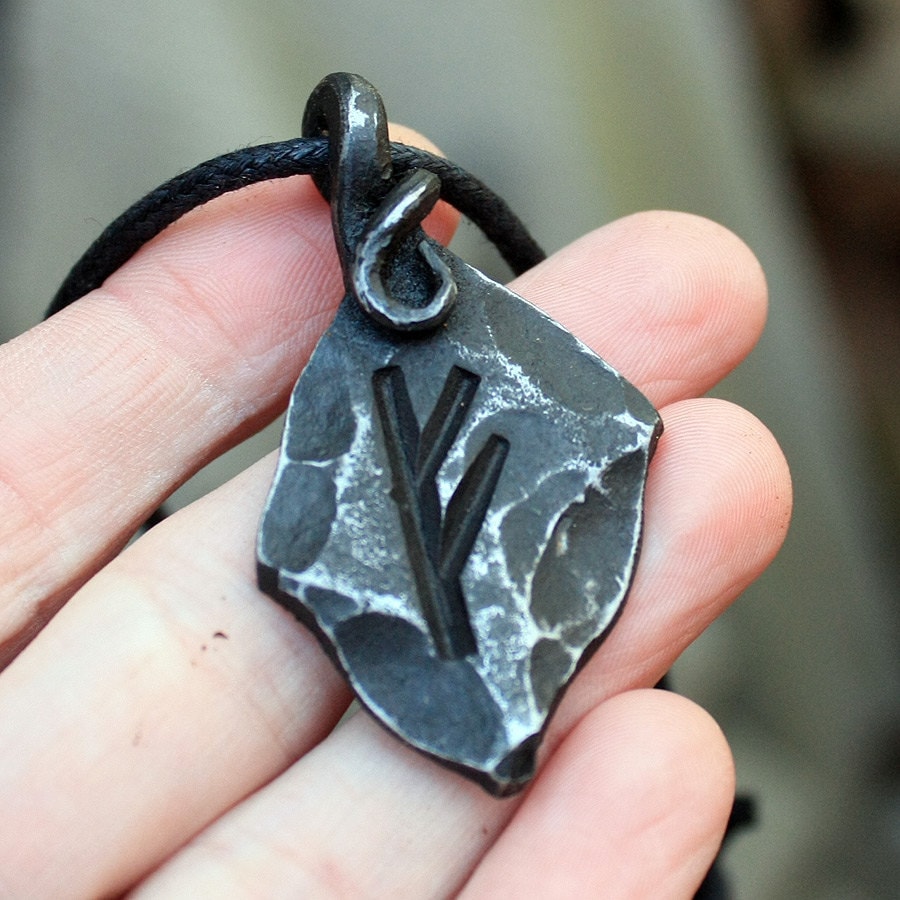 Forged Iron Fehu Feoh Fe Rune Viking Amulet Runic Nordic - Etsy