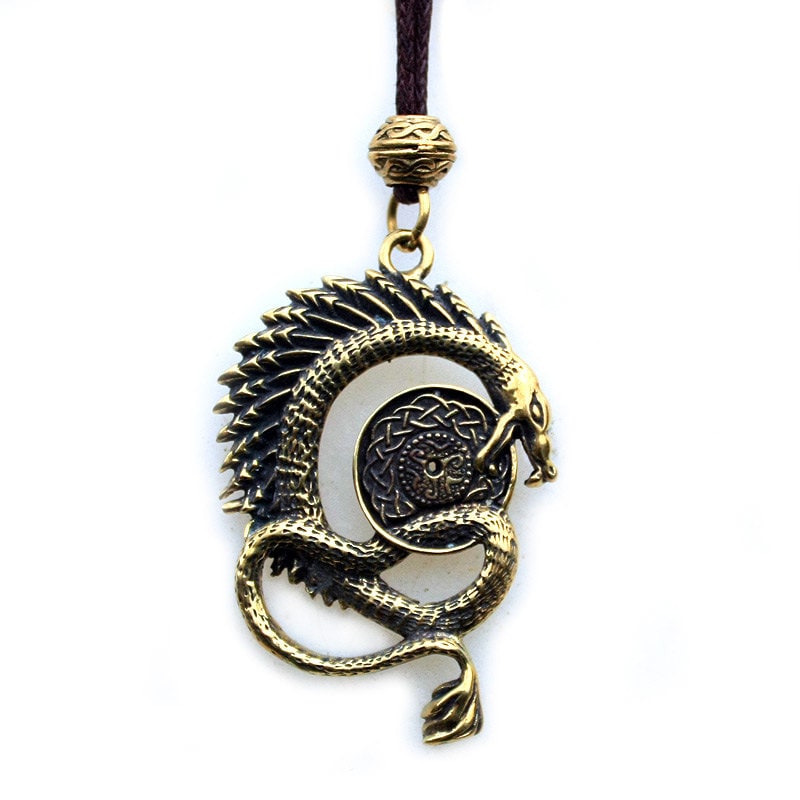 Bronze Celtic Dragon Serpent 3D Spiritual Amulet Pendant - Etsy