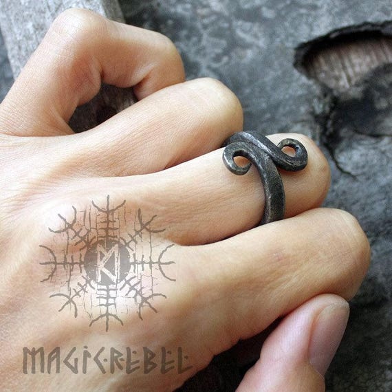 Nordic Iron Ring Viking Ring, Viking Runes Ring, Runes Jewelry, Viking