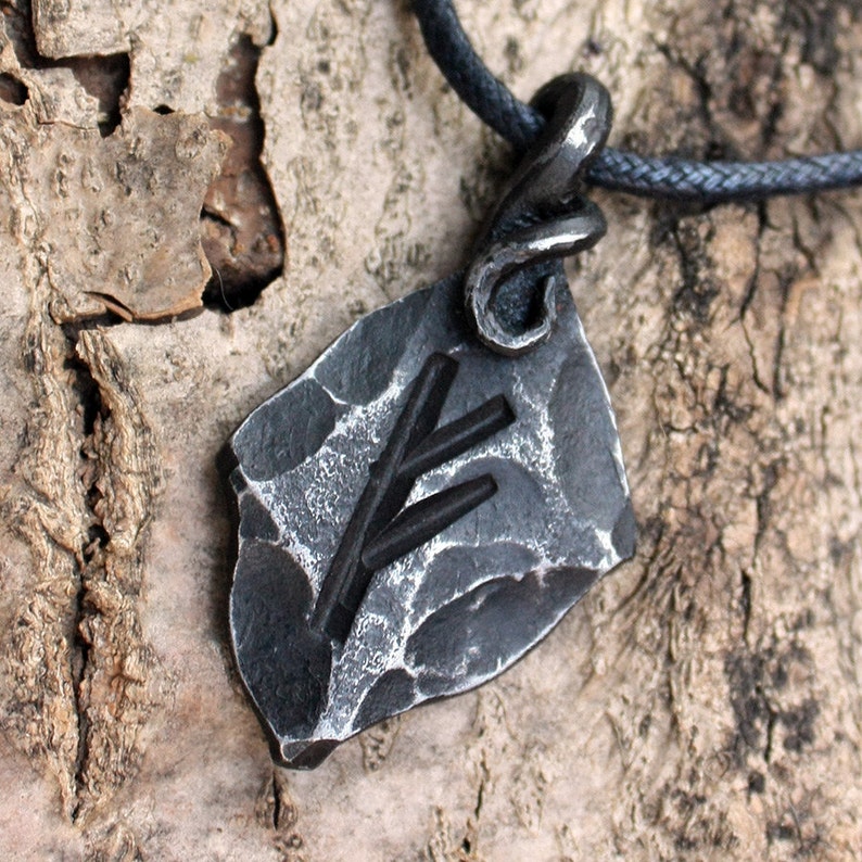 Forged Iron Fehu Feoh Fe Rune Viking Amulet Runic Nordic - Etsy