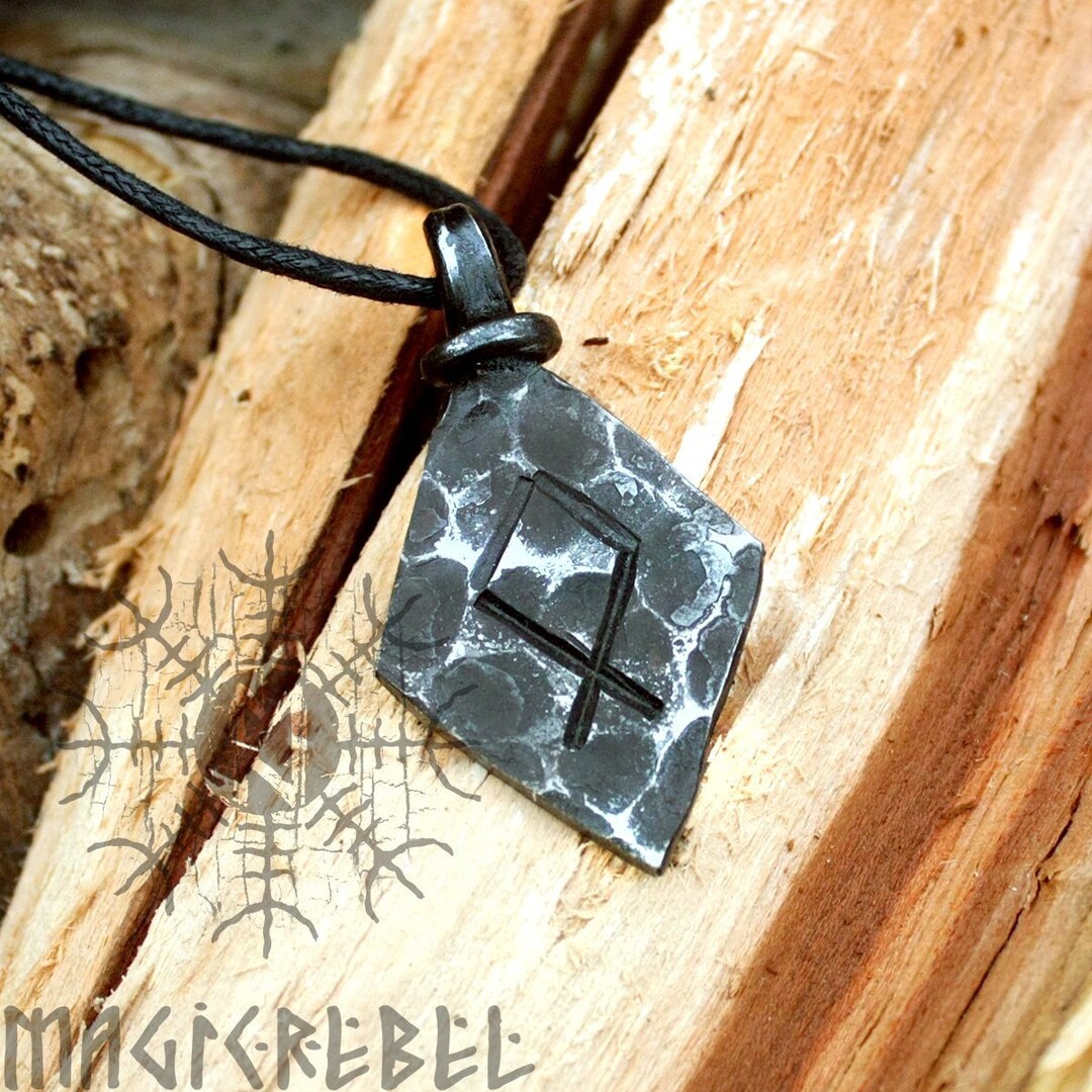 Forged Iron Othala Odal Rune Viking Amulet Runic Nordic Pendant ...