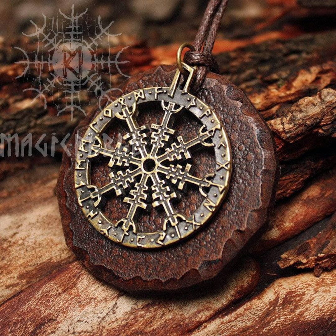 Bronze Aegishjálmur Icelandic Stave Futhark Helm of Awe Vikings Amulet ...