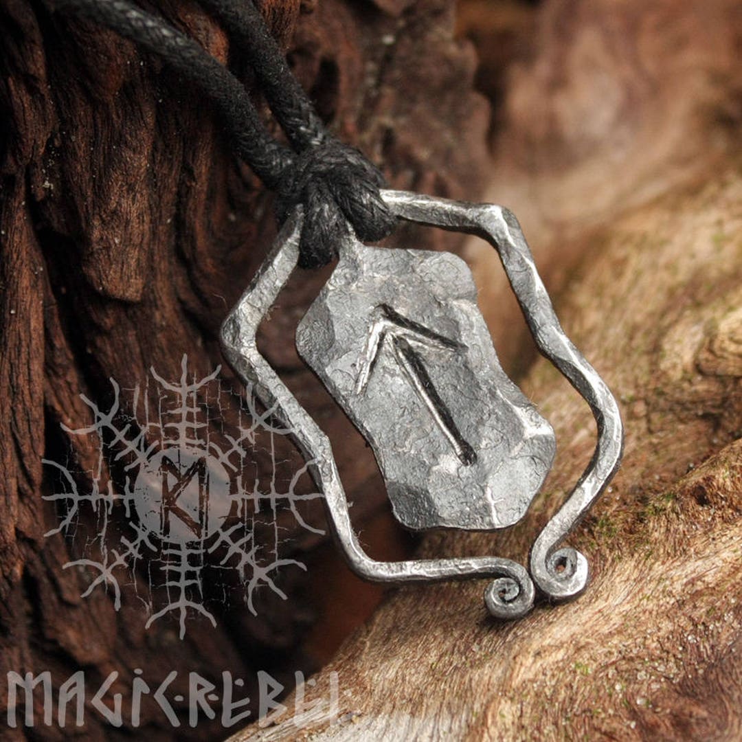 Forged Iron Tiwaz Tyr Tiw Rune Viking Amulet Runic Nordic Pendant ...