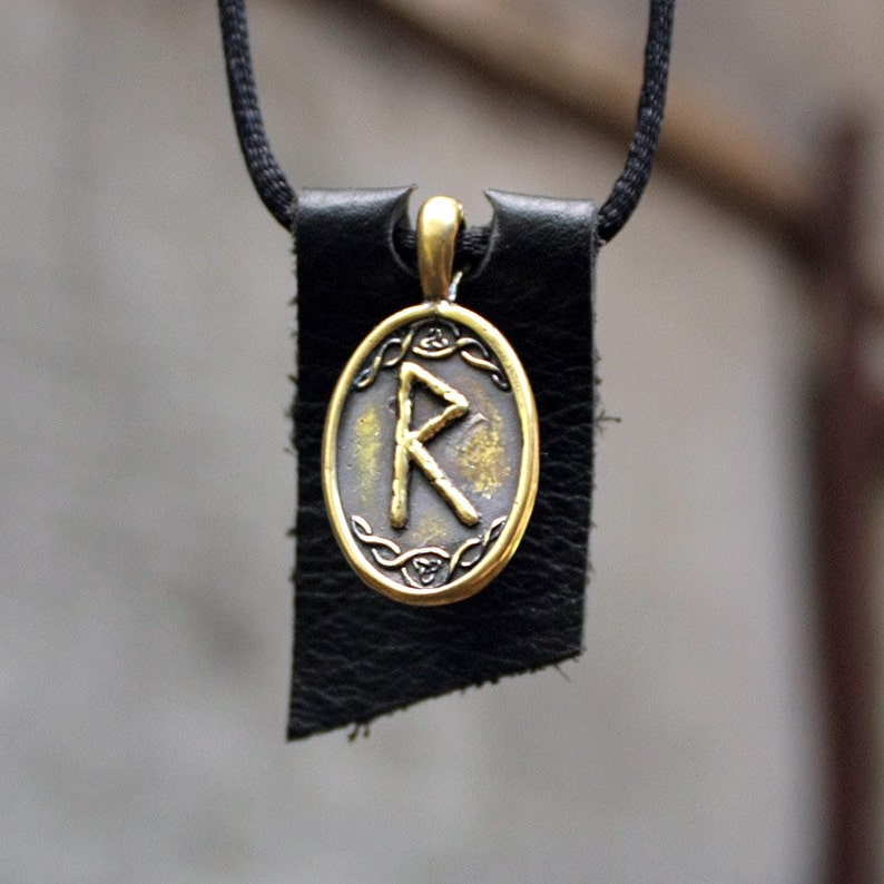 Bronze Raido Rad Rune Yggdrasil Viking Amulet Runic Nordic Pendant ...