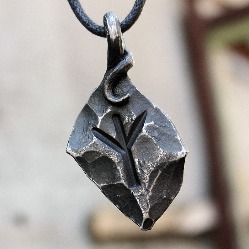 Forged Iron Algiz Elhaz Yr Rune Viking Amulet Runic Nordic - Etsy