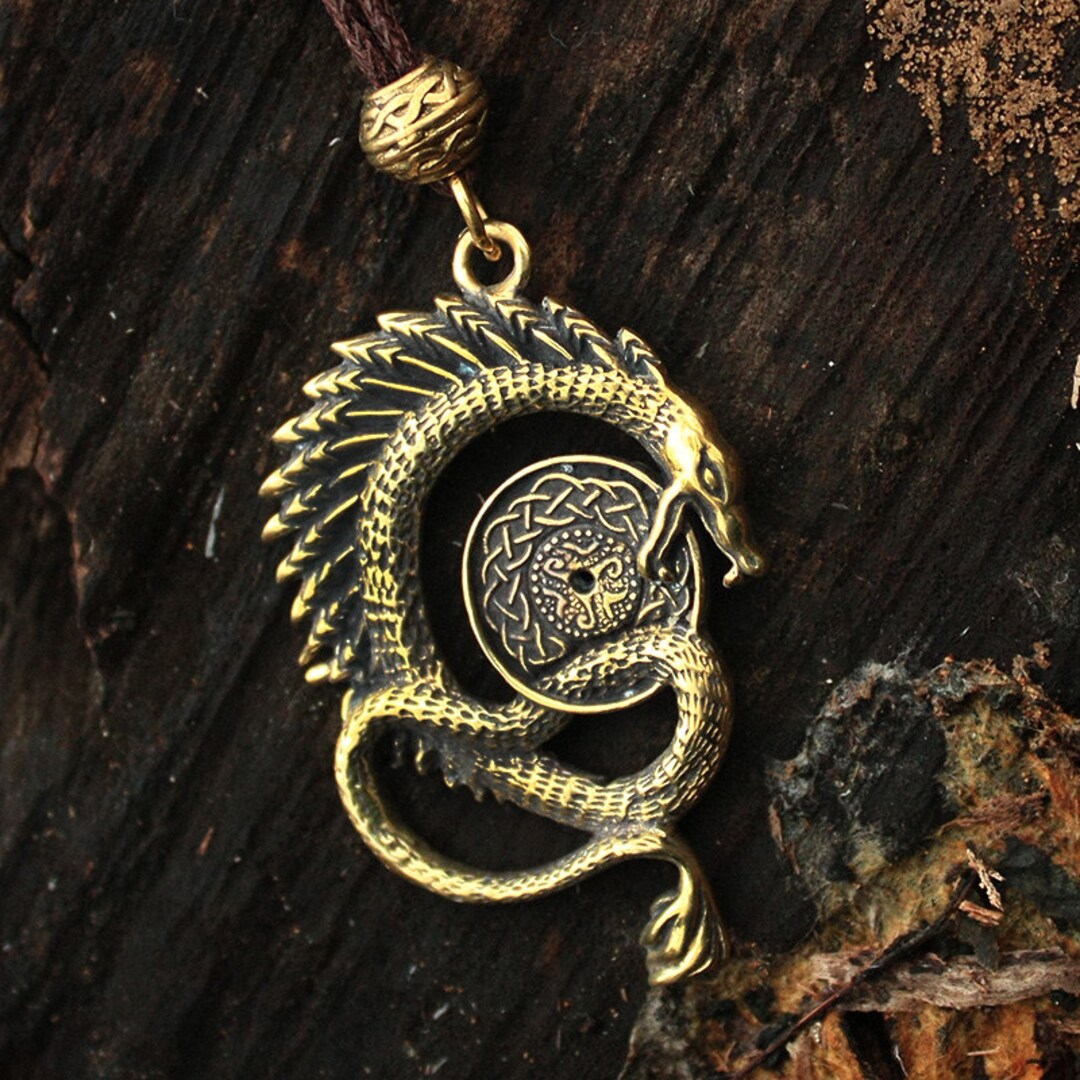 Bronze Celtic Dragon Serpent 3D Spiritual Amulet Pendant Talisman ...