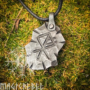 Wolf Rune, Forged Iron Wolf Rune, Pendant Viking Rune, Runic Amulet ...