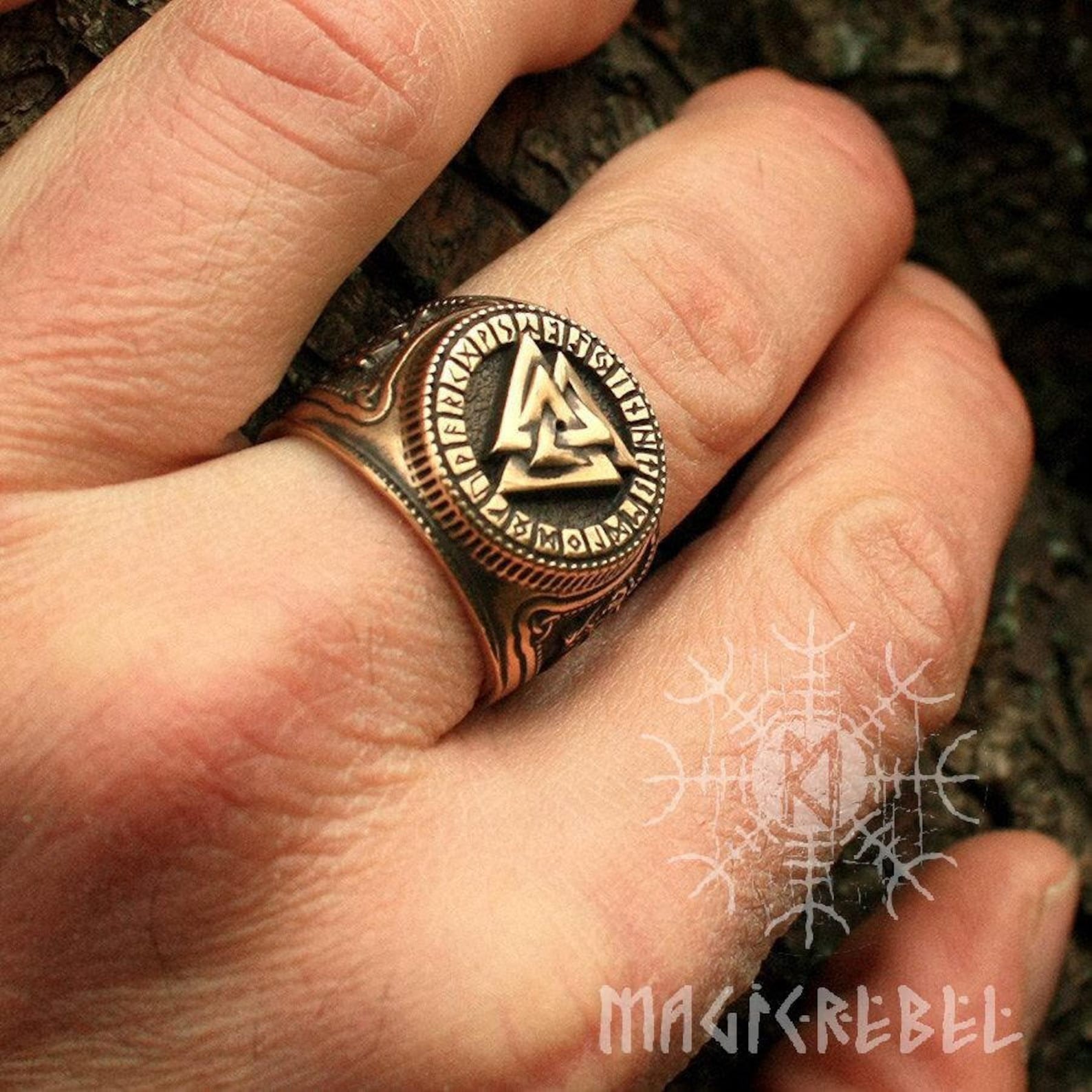 Viking Ring Valknut Ring Futhark Ring Runic Ring Odin - Etsy