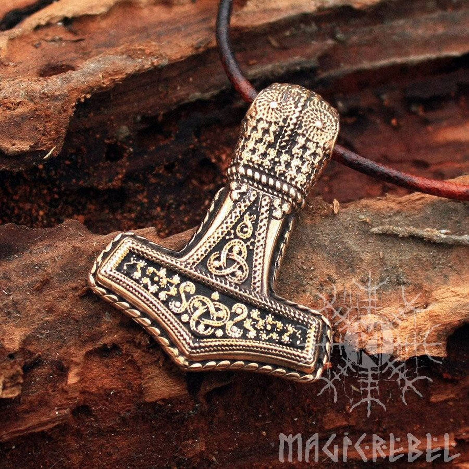 Mjolnir Viking Thor's Hammer Nordic 3D Amulet Pendant Talisman Necklace ...