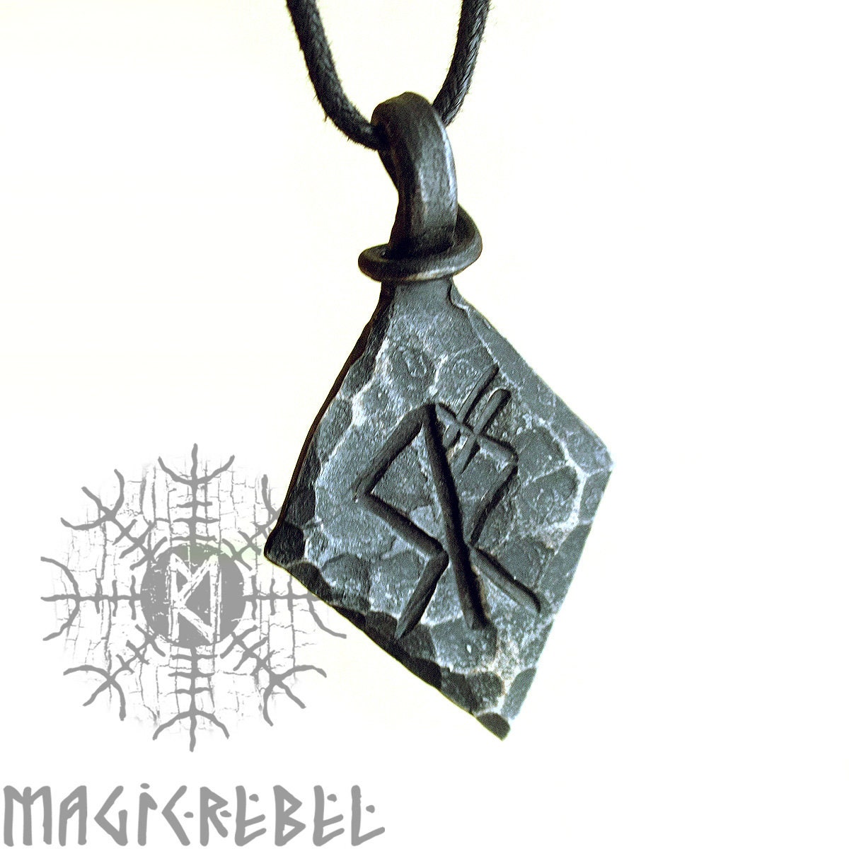 Forged Iron Wolf Rune Pendant Viking Amulet Runic Nordic | Etsy