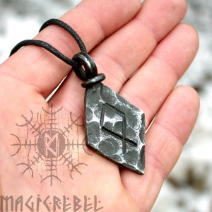 Forged Iron Othala Odal Rune Viking Amulet Runic Nordic Pendant ...