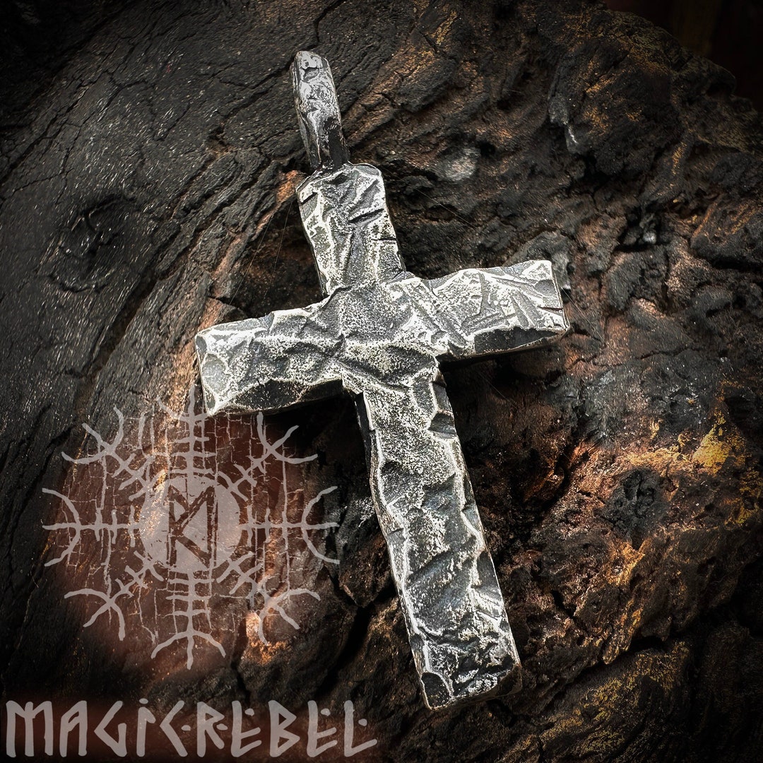 Rustic Hammered Cross Pendant, Crucifix Necklace in Silver/bronze ...