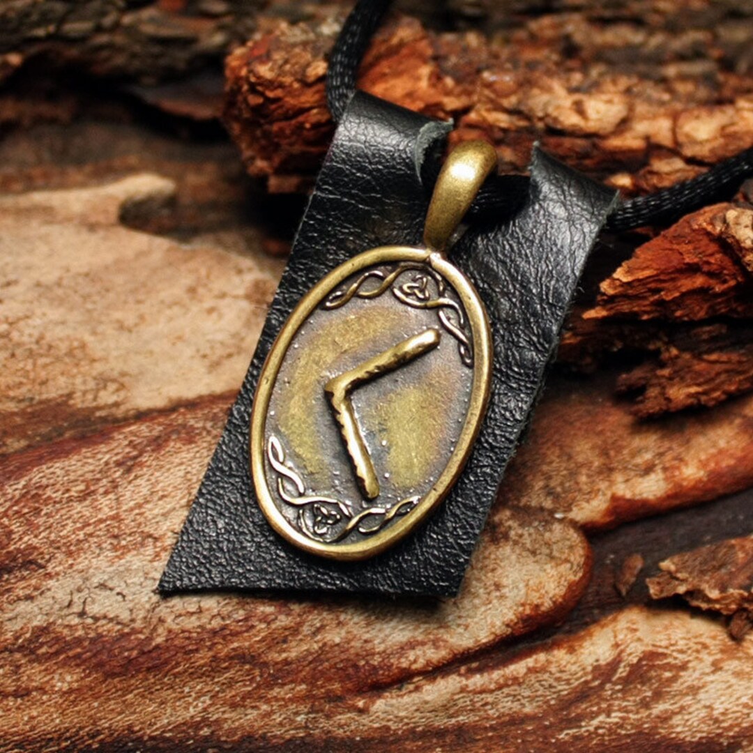 Bronze Kenaz Kaunan Rune Yggdrasil Viking Amulet Runic Nordic Pendant ...