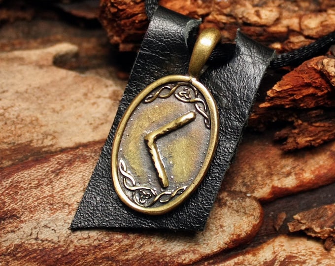 Bronze Kenaz Kaunan Rune Yggdrasil Viking Amulet Runic Nordic Pendant ...