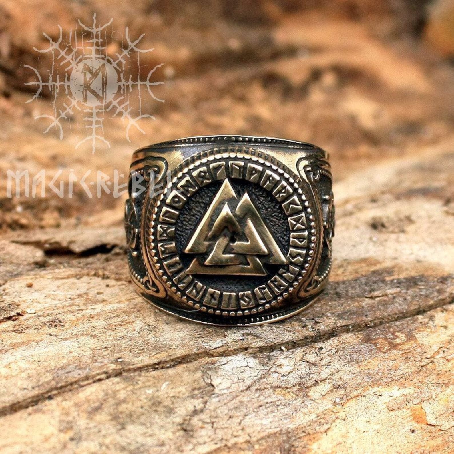 Viking Ring Valknut Ring Futhark Ring Runic Ring Odin - Etsy