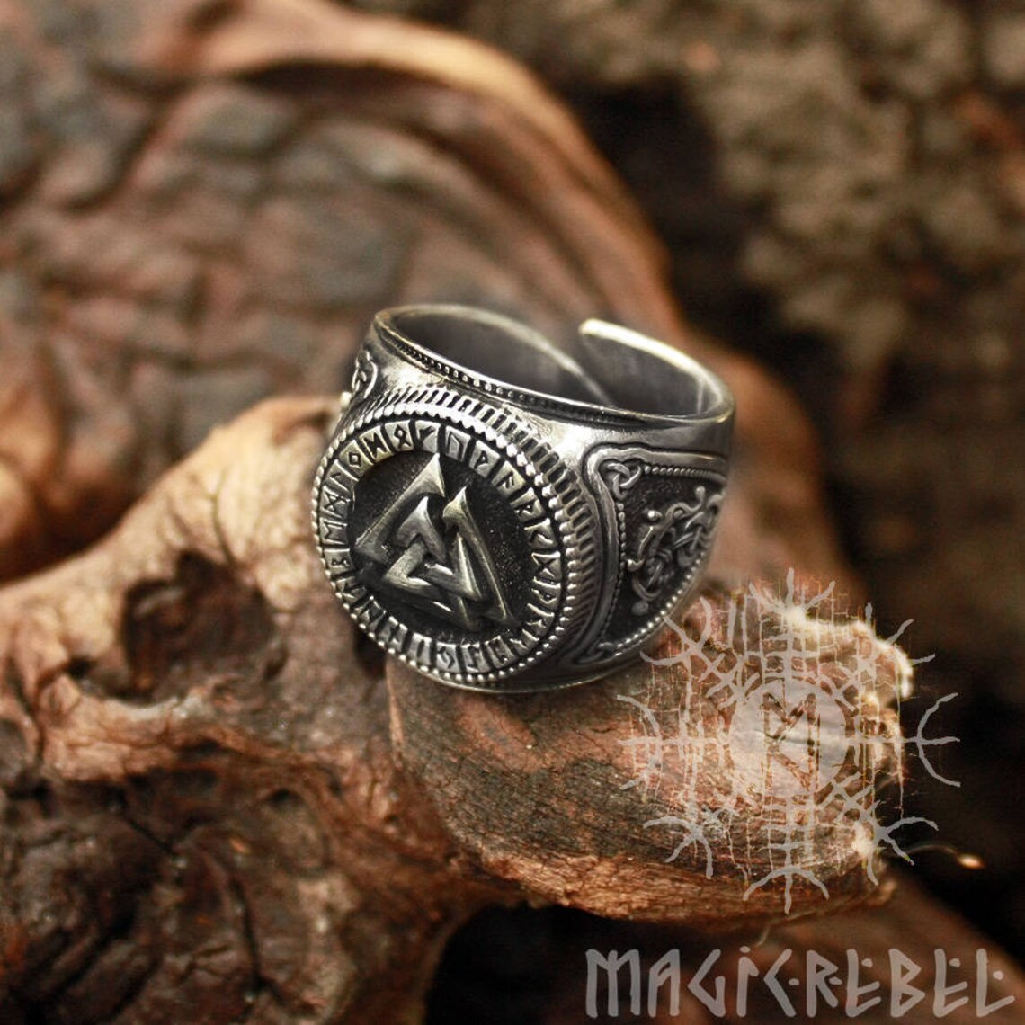 Silver Ring Viking Ring Valknut Ring Mens Ring Futhark - Etsy