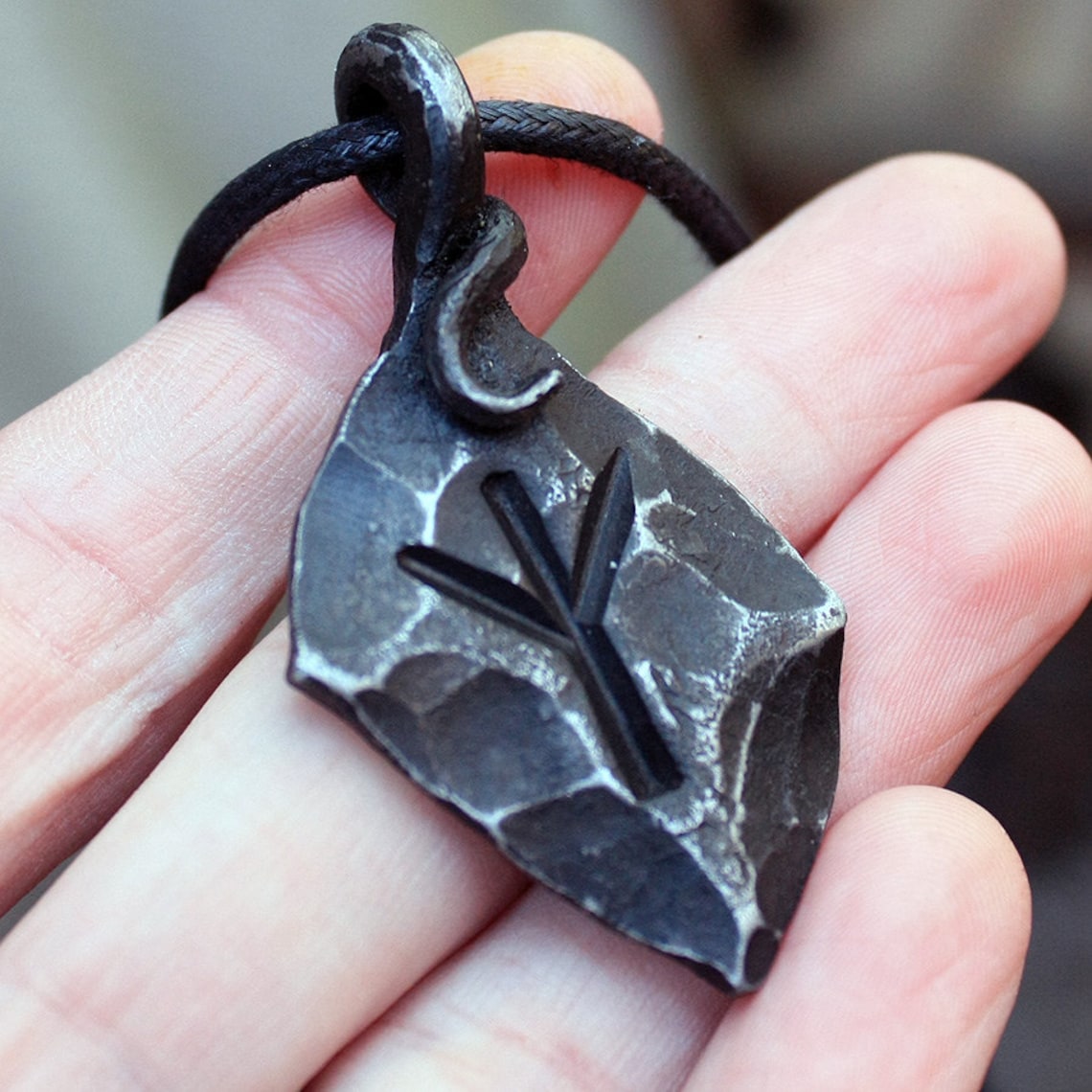 Forged Iron Algiz Elhaz Yr Rune Viking Amulet Runic Nordic - Etsy