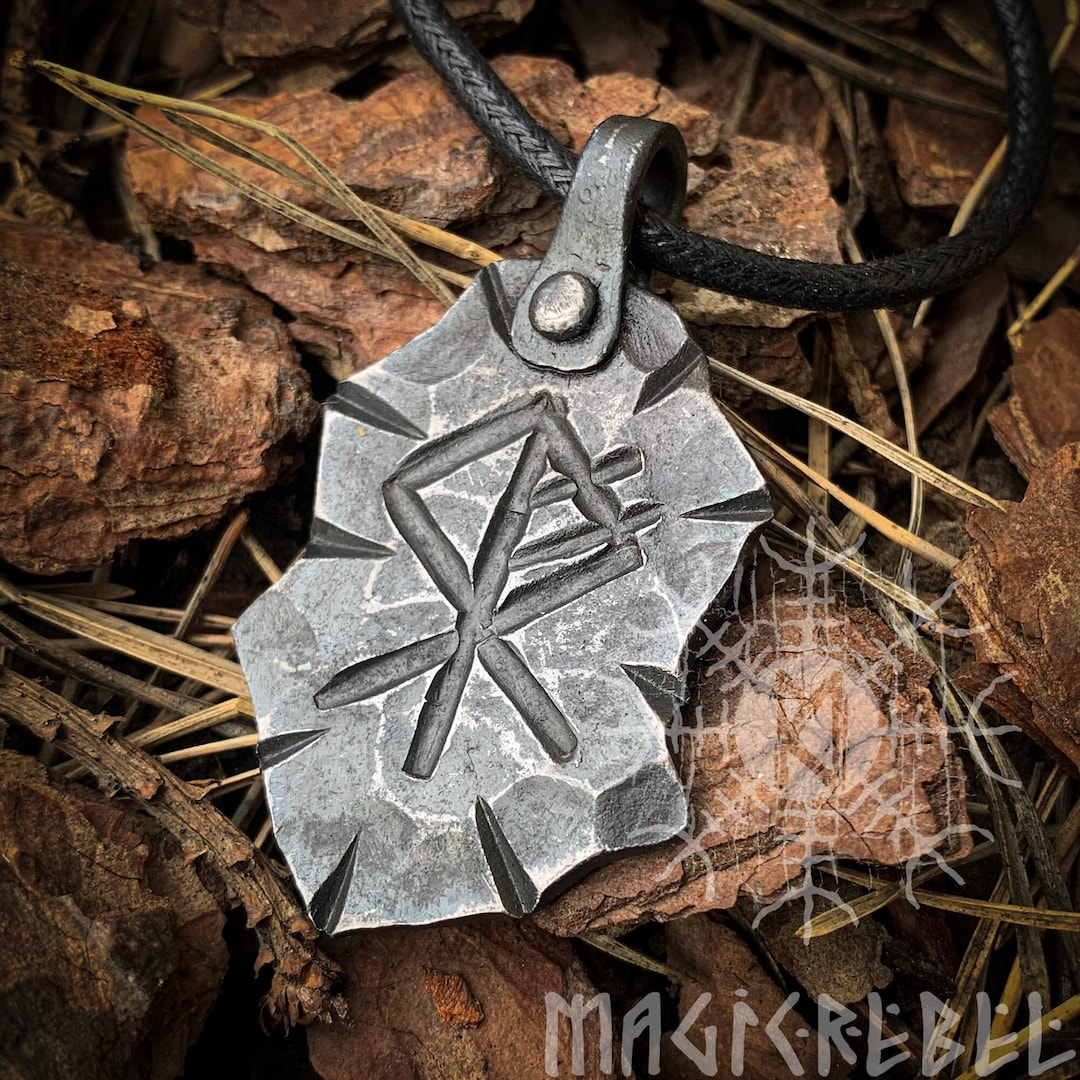 Wolf Rune, Forged Iron Wolf Rune, Pendant Viking Rune, Runic Amulet ...