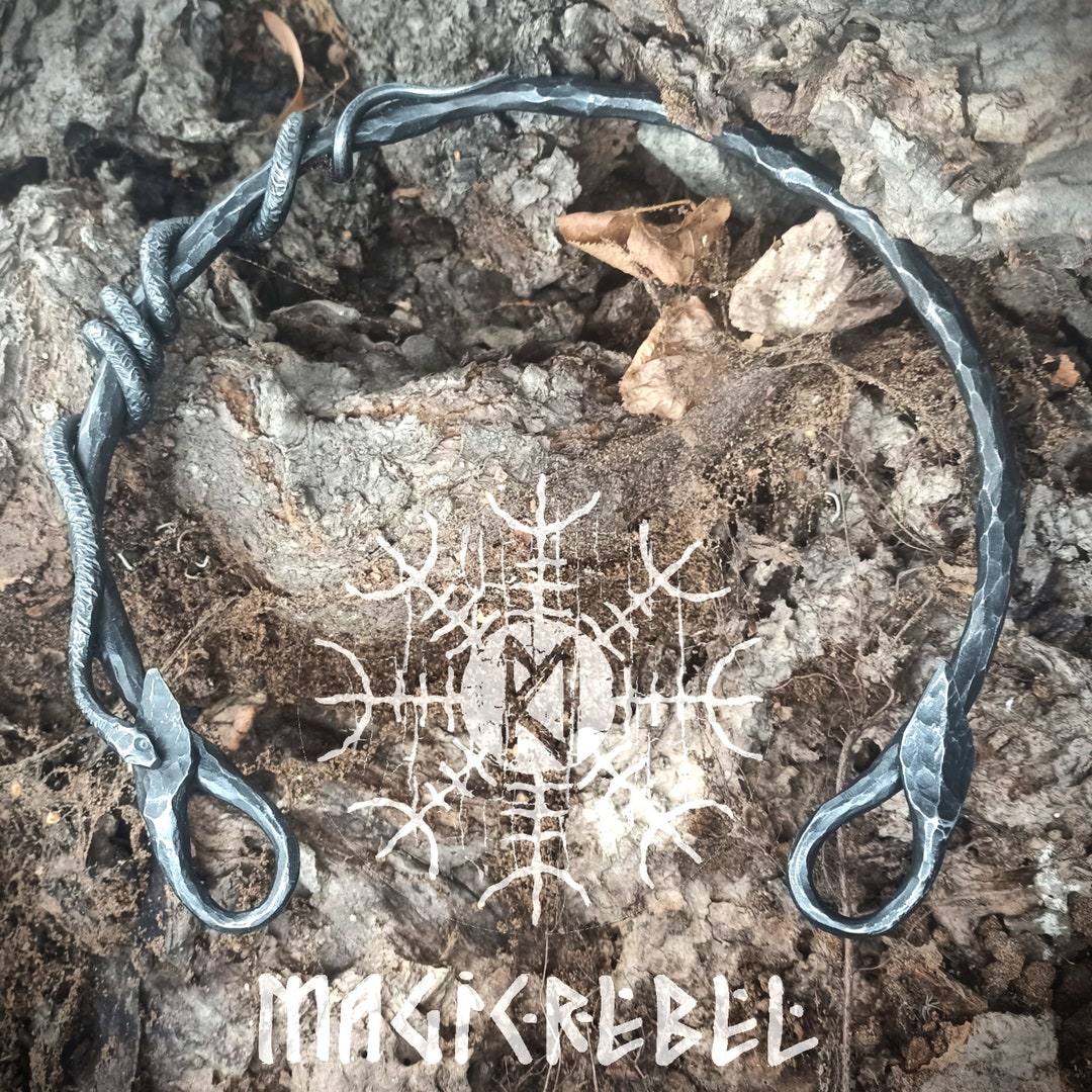 Forged Iron Neck Torc, Snake Forged Torc, Viking Torc, Medieval Nordic ...