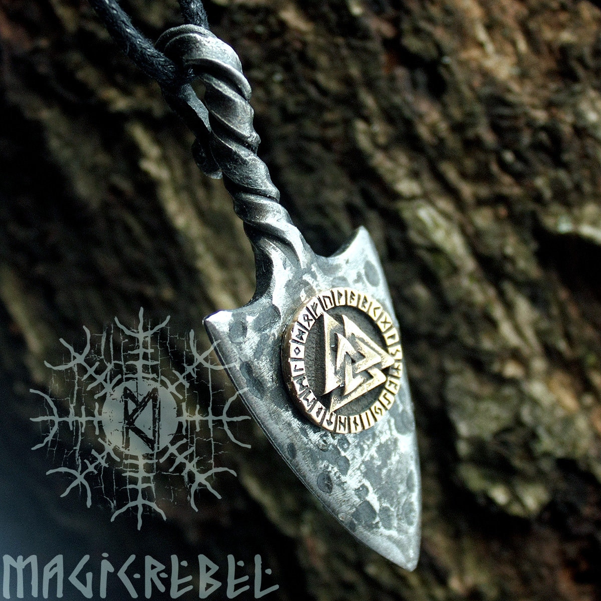 Viking Pendant, Gungnir Pendant, Forged Iron Pendant, Odin Necklace ...