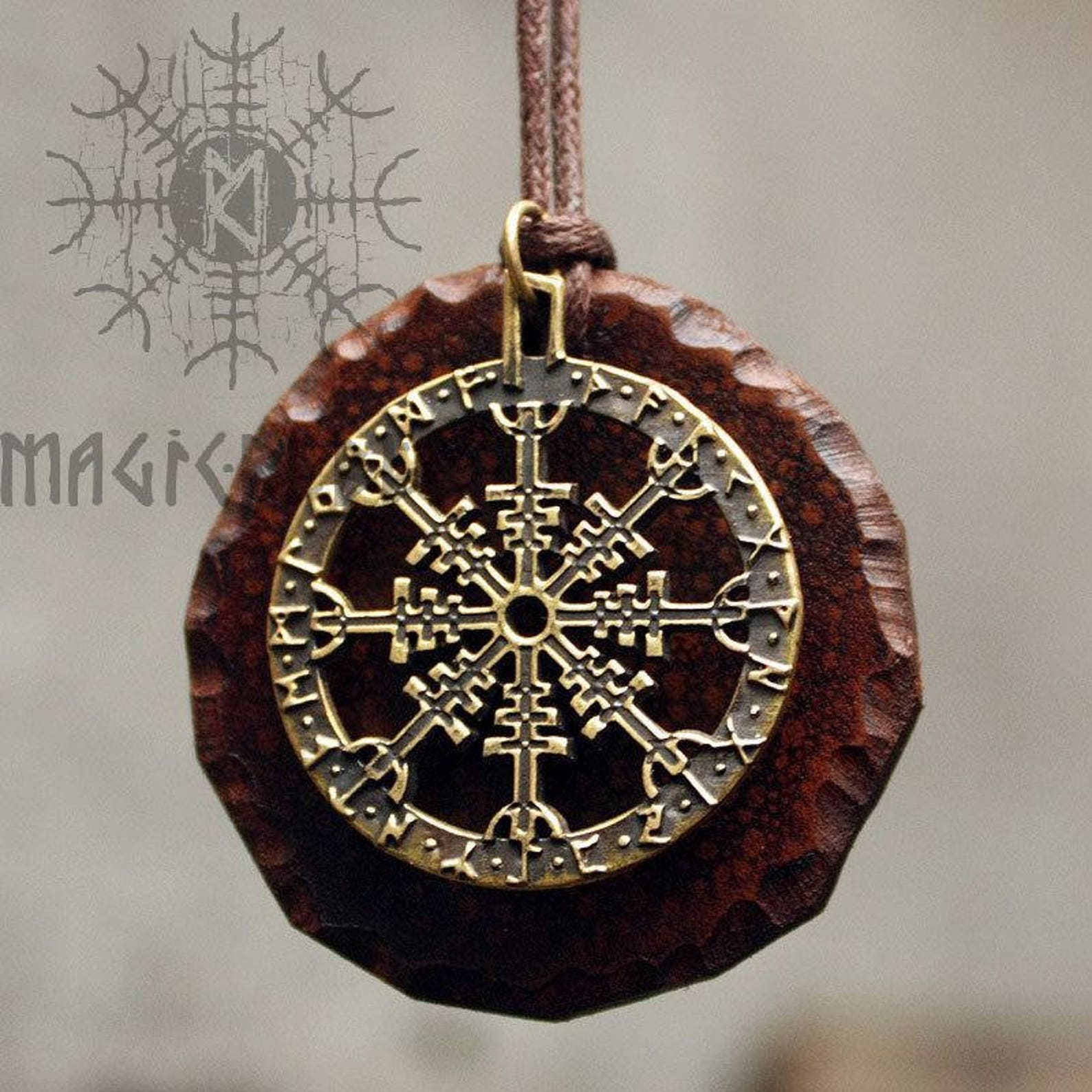 Bronze Aegishjálmur Icelandic Stave Futhark Helm of Awe Vikings Amulet ...