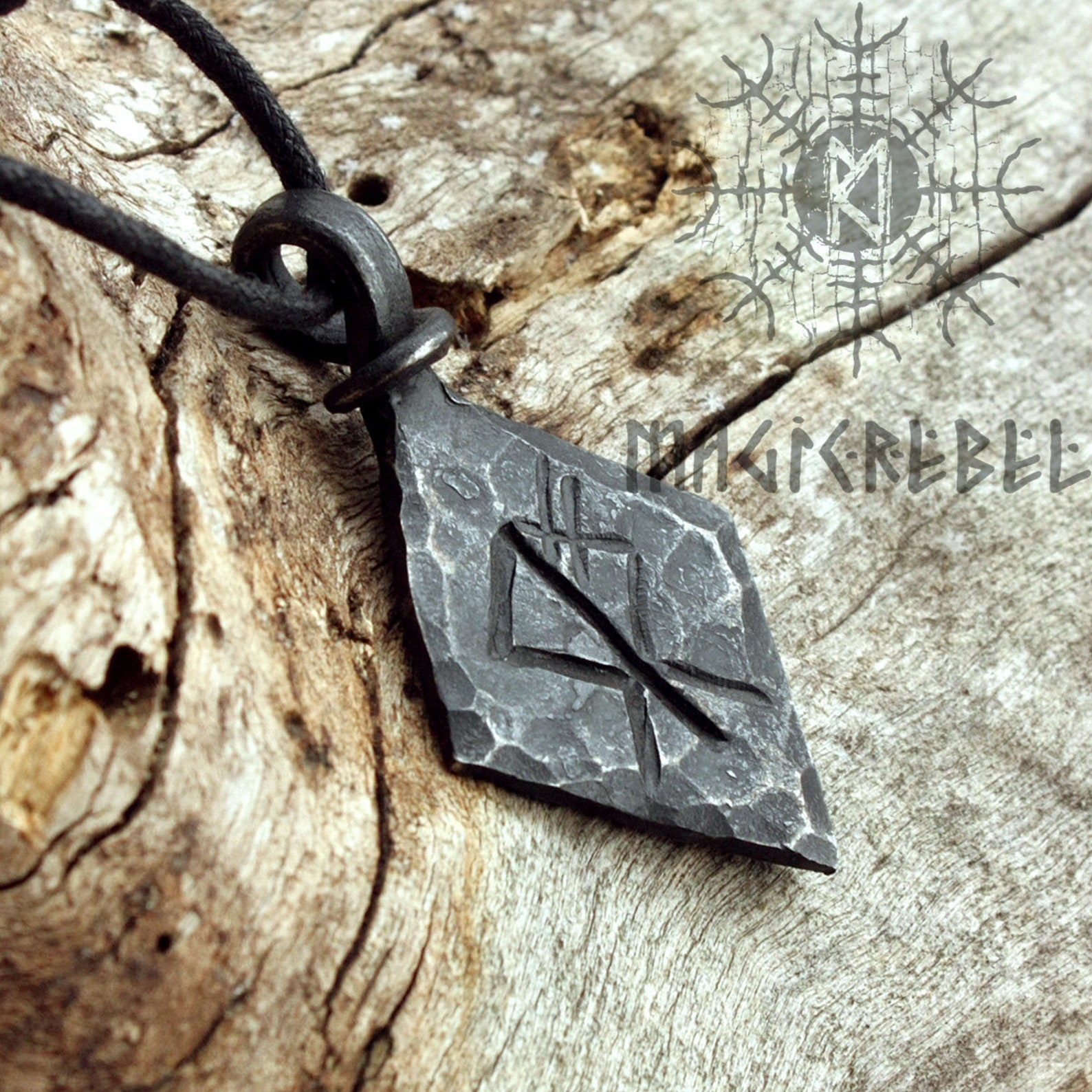 Forged Iron Wolf Rune Pendant Viking Amulet Runic Nordic - Etsy