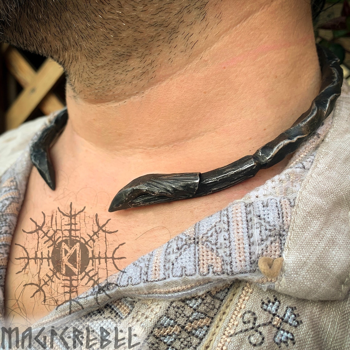 Forged Iron Neck Torc, Ravens Forged Torc, Odin Torc, Viking Torc ...