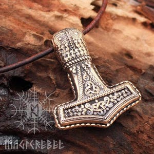 Mjolnir Viking Thor's Hammer Nordic 3D Amulet Pendant Talisman Necklace ...