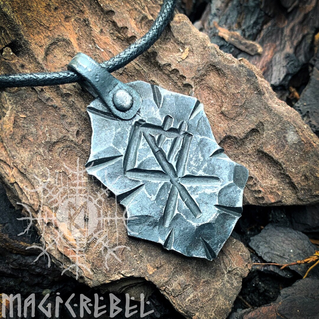 Wolf Rune Forged Iron Wolf Rune Pendant Viking Rune Runic - Etsy