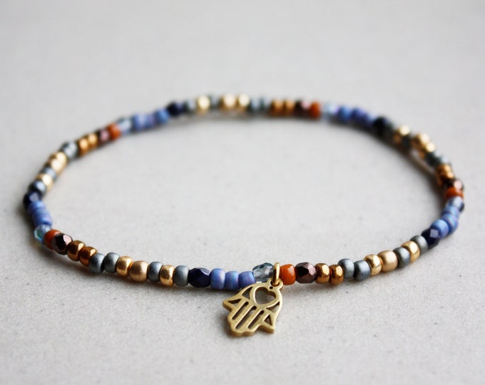 Beaded Hamsa Bracelet - Fatima Charm - Boho Bracelets - Mindfulness ...