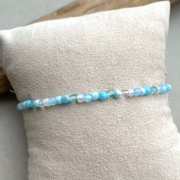Light Blue Bead Bracelet - Etsy