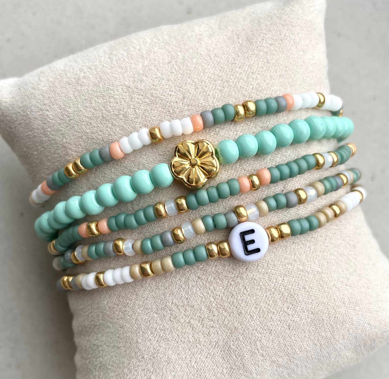 Custom Word - Name - Letter Beads Bracelet - Initial Bracelets ...