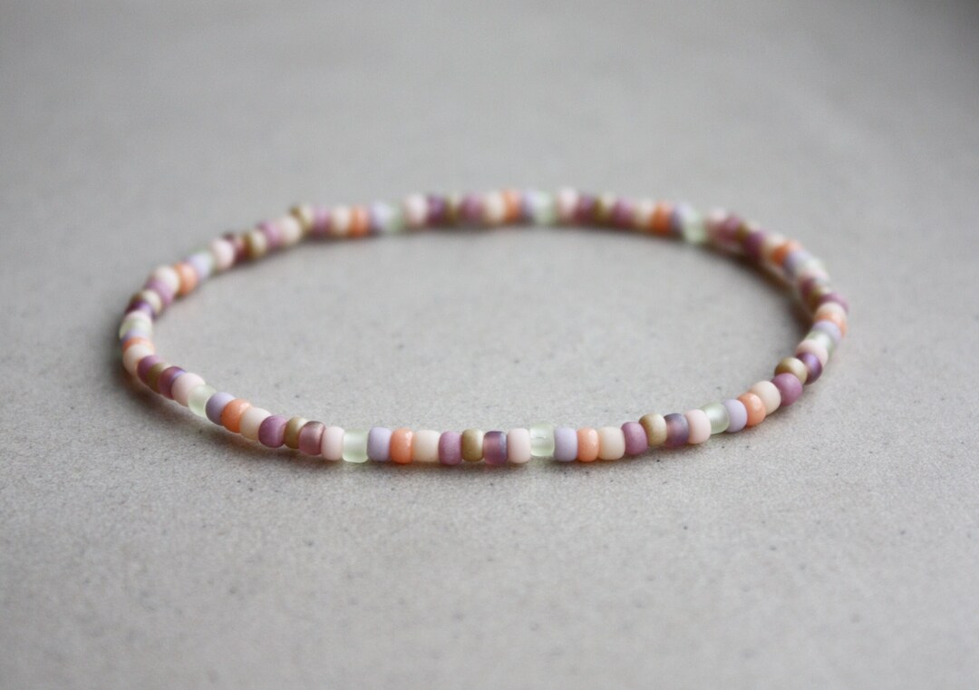 Pastel Colors Beaded Bracelet - Small 3mm Beads - Dainty - Boho Jewelry ...