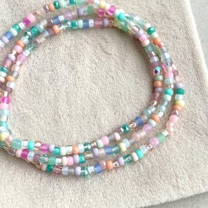 Pastel Bracelet Set, 3 Beaded Bracelets, Soft Color Mix Beads, Stretchy ...