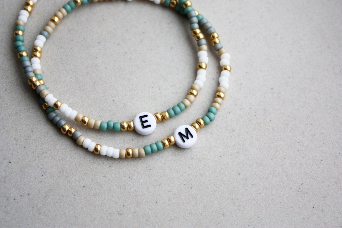 Custom Word - Name - Letter Beads Bracelet - Initial Bracelets ...